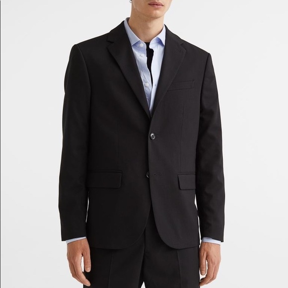 H&M | Suits & Blazers | Hm Regular Fit Black Blazer Suit Jacket Slim ...